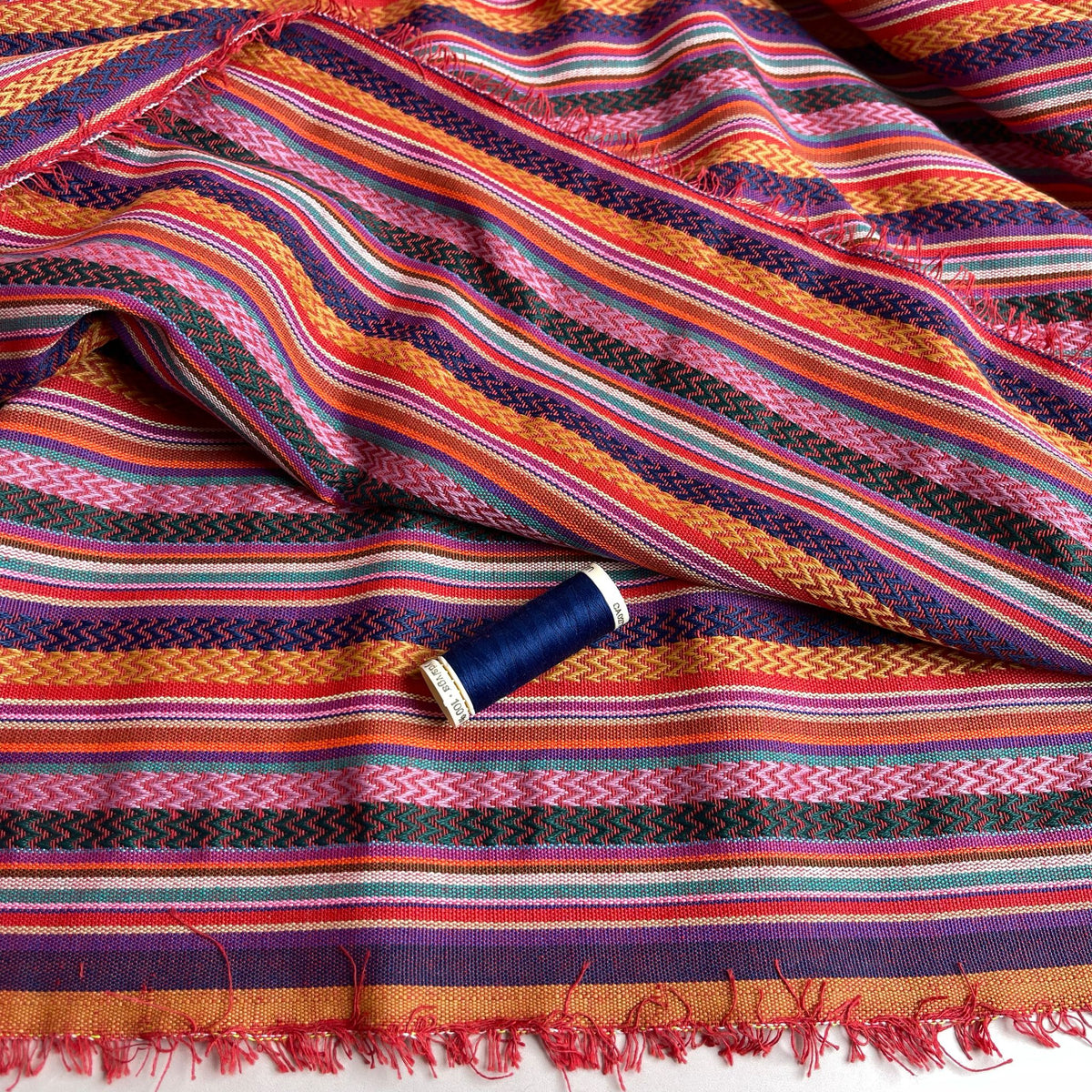 Yarn Dyed Tropical Sunrise Stripes Jacquard Fabric – Lamazi Fabrics