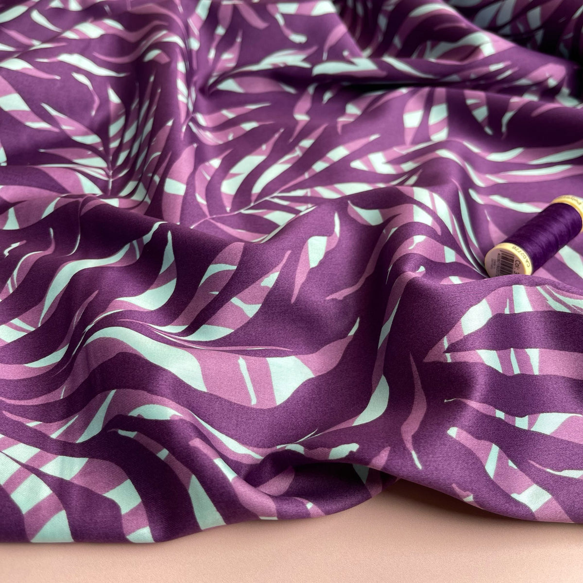 Shaded Foliage in Purple Cotton Sateen Fabric – Lamazi Fabrics