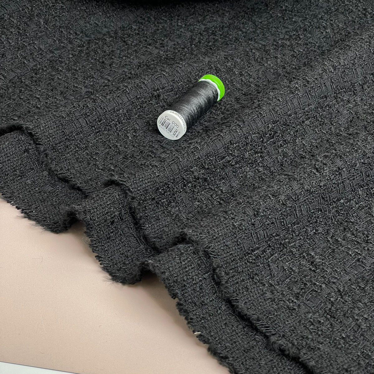 REMNANT 0.87 Metre - Coco Yarn Dyed Black Cotton Blend Boucle Fabric ...