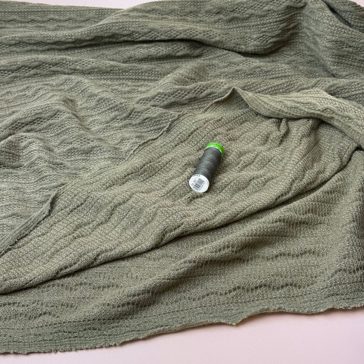 Lace Viscose Blend Sweater Knit in Khaki – Lamazi Fabrics