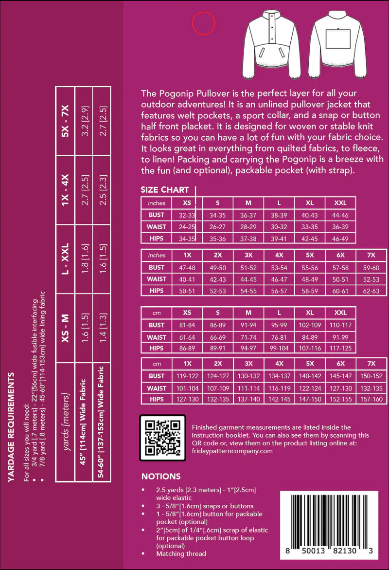 FRIDAY Pattern Co - Pogonip Pullover Sewing Pattern – Lamazi Fabrics