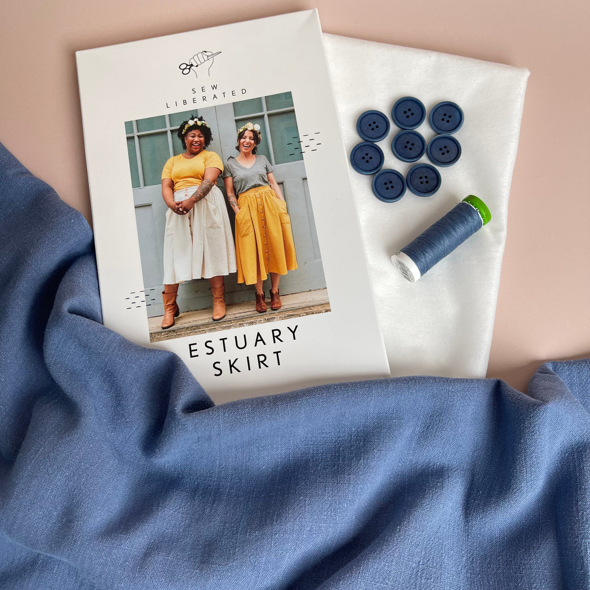 Sewing Kit - Sew Liberated Estuary Skirt in Flow Lines Viscose Noil (5 ...