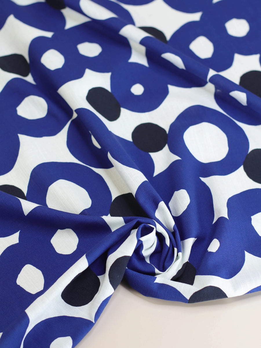Mind The MAKER - Roundabout Linen Cotton in Cobalt Night – Lamazi Fabrics