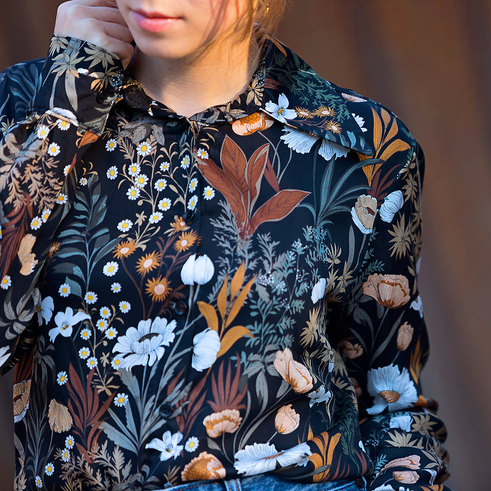 See You At Six - Evening Meadow Black EcoVero Viscose Rayon Sateen ...