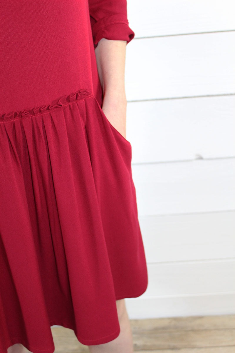 REMNANT 0.95 metres - Églantine & Zoé - Pomegranate Red Viscose Crepe ...