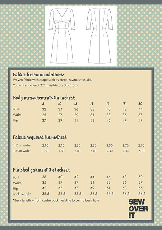Sew Over It - 1940's Tea Dress Sewing Pattern – Lamazi Fabrics