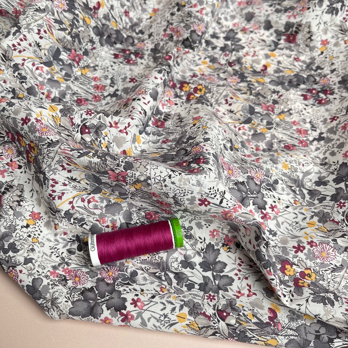 Viola Tricolour Charcoal with Berry Cotton Lawn Fabric – Lamazi Fabrics